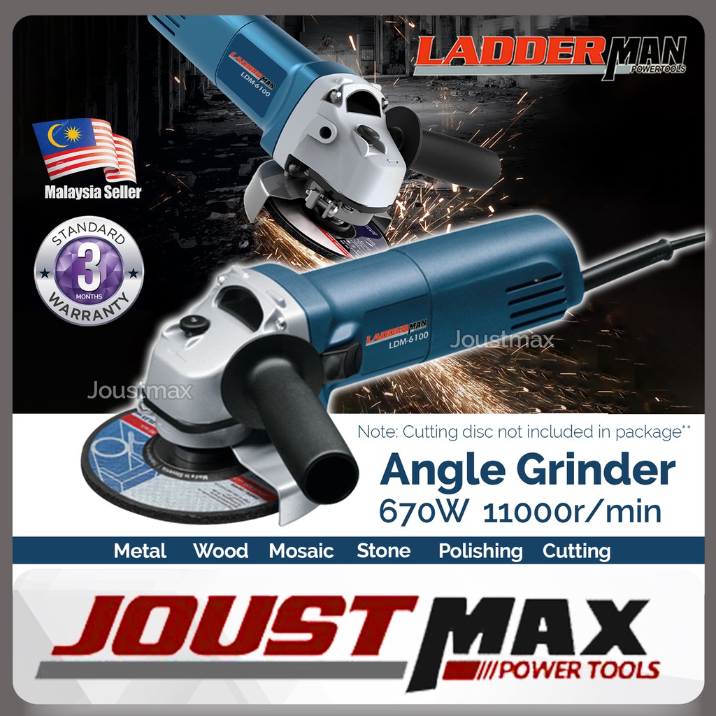 Ladderman LDM-6100 670W Angle Grinder Potong Besi Metal Cutter Grinding ...