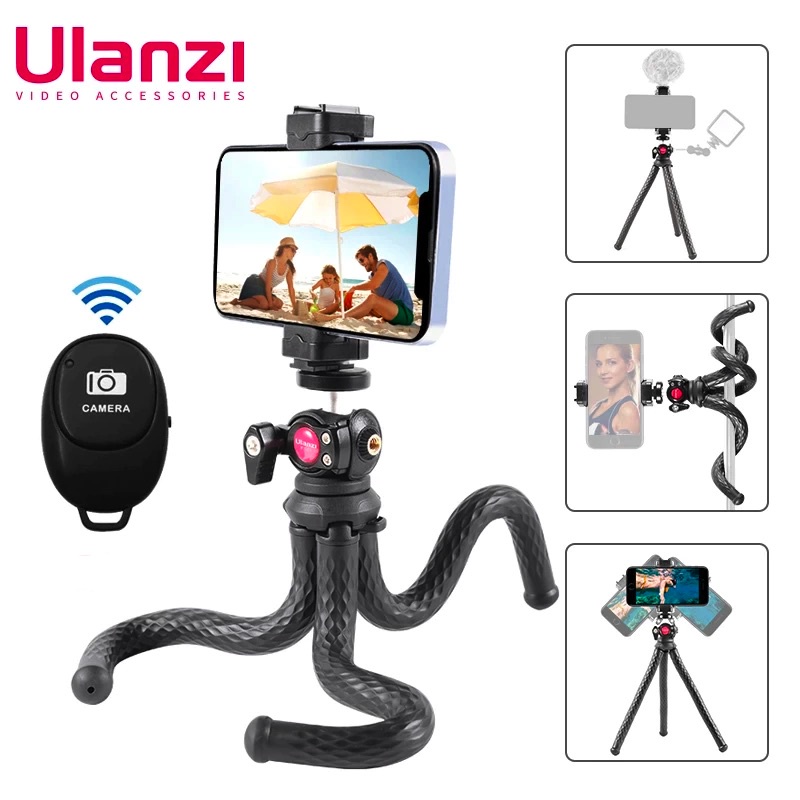 ULANZI FT-01 Flexible Octopus Tripod Gorillapod with Phone Holder Clip Ballhead Mount for Mobile ...