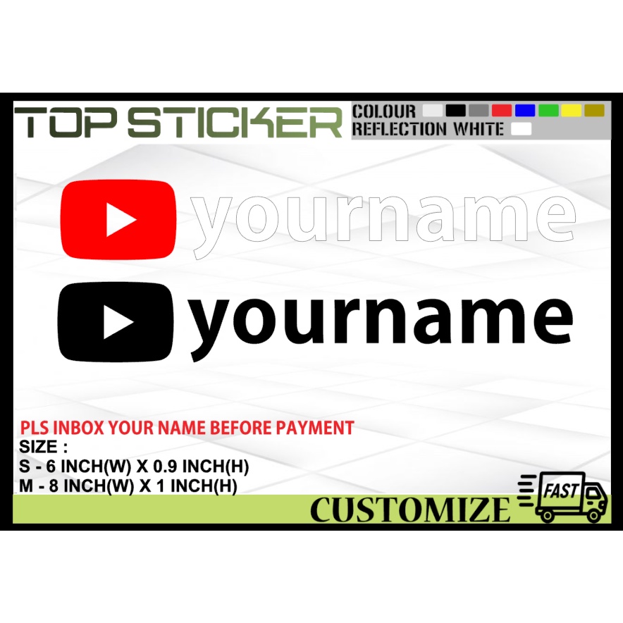 YOUTUBE NAME LOGO CAR STICKER KERETA STICKERS | Shopee Malaysia