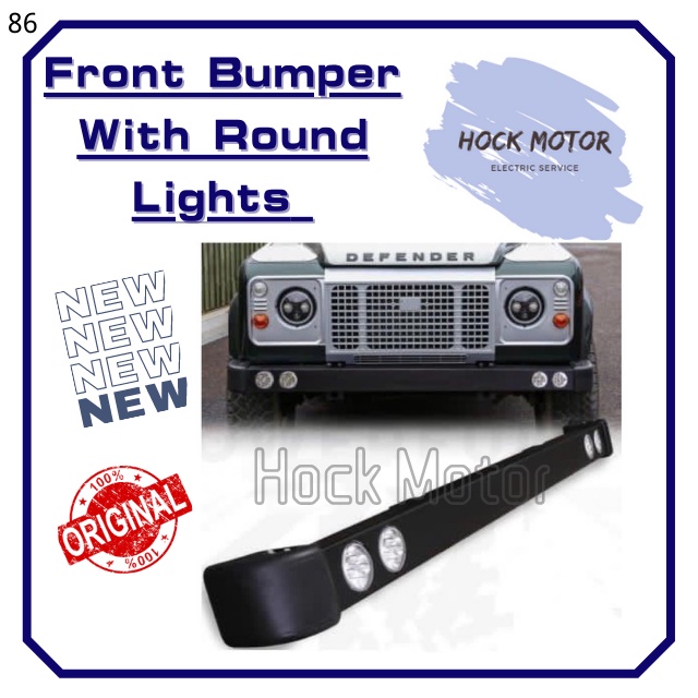 Front Bumper With Round Lights For Land Rover Defender (Bar) | Shopee ...