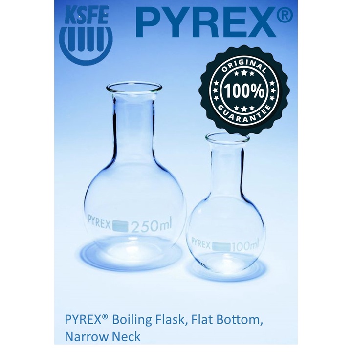 Pyrex Boiling Flask, Flat Bottom & Narrow Neck, Original from UK [Ready ...