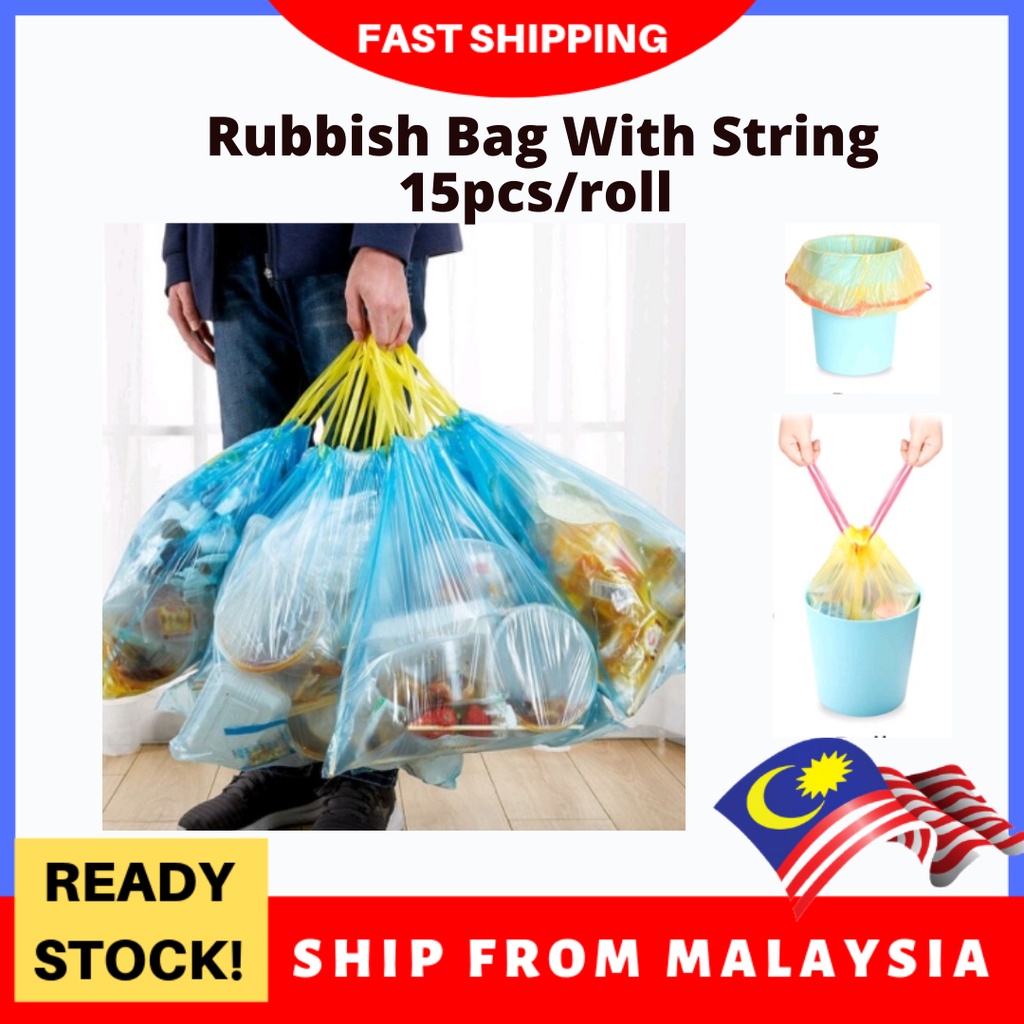 Drawstring Garbage Bag Plastik Sampah Bertali Trash Bag for Kitchen ...