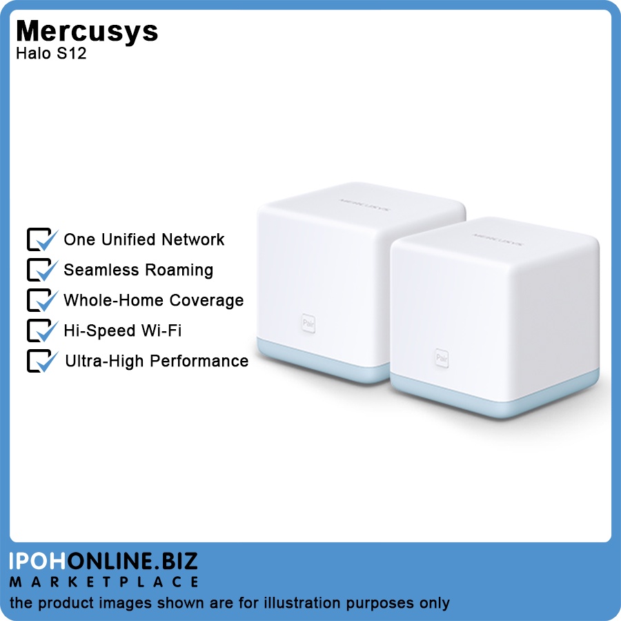 Mercusys Halo S12 AC1200 (2.4Ghz+5Ghz) Dual Band Mesh Wifi Whole Home ...