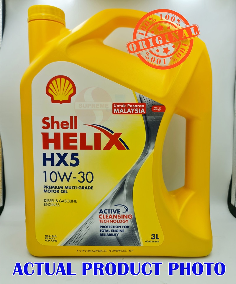 S2U Original Engine Oil Shell Helix HX5 10W30 SN/CF 3Liter Minyak Hitam ...