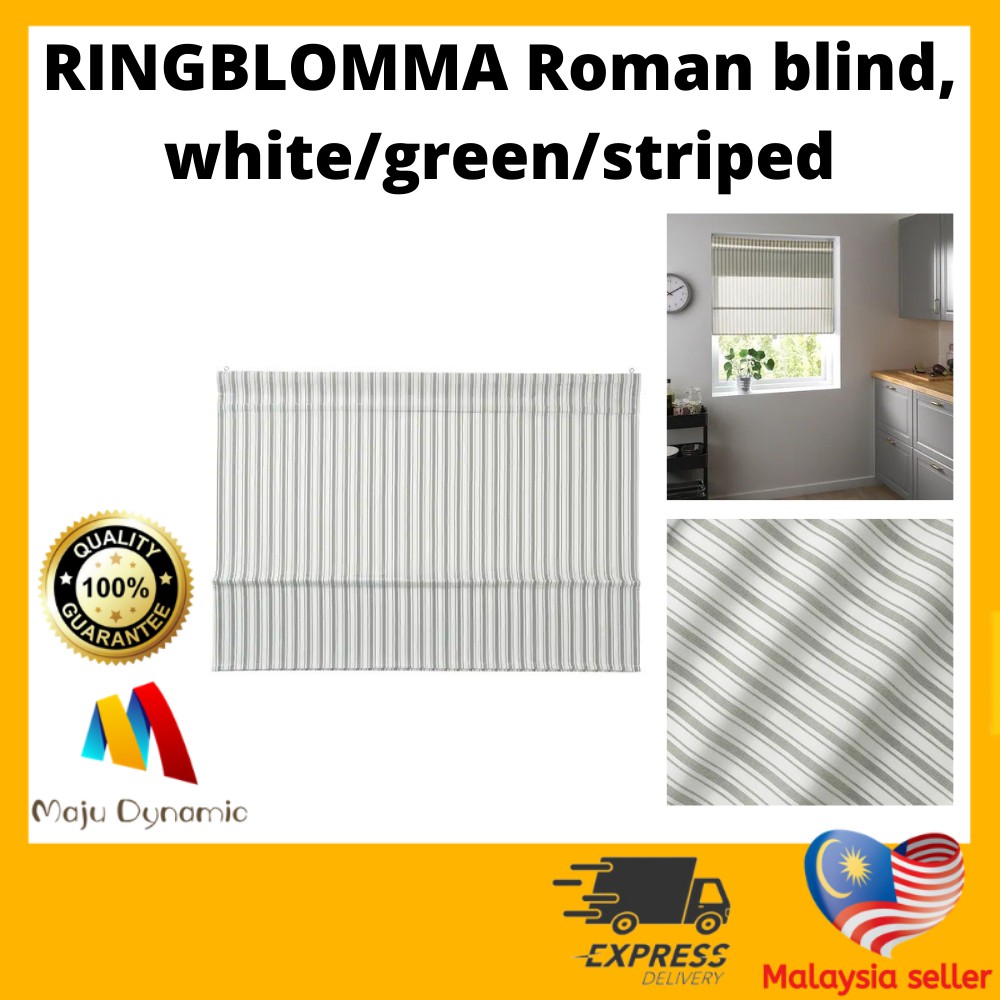 IKEA RINGBLOMMA Roman blind, white/green/striped I Bidai Roman | Shopee ...