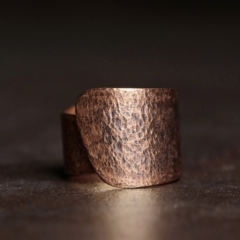 Hammered Hand Crafted Solid Copper Ring Special Design Process Size ...