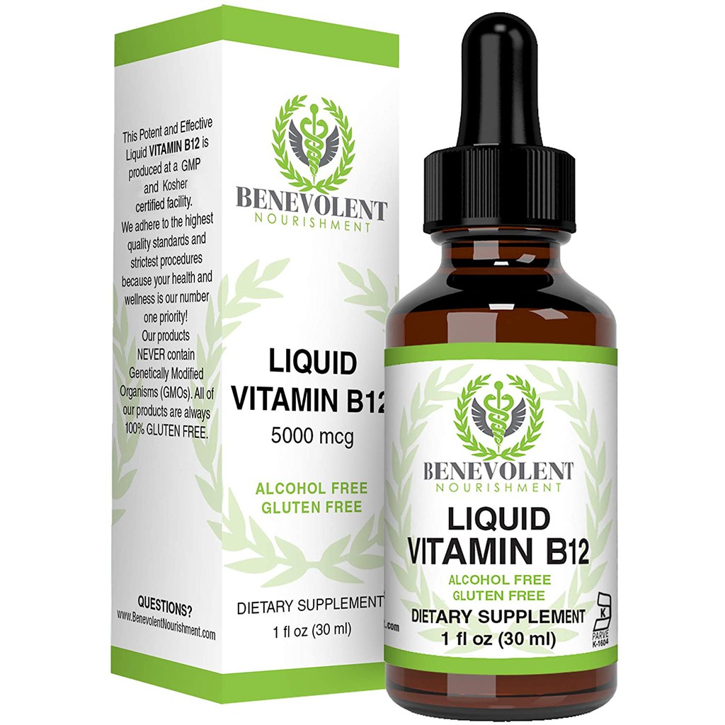 Vitamin B12 Liquid Drops 30ml Potent & Effective 5000 mcg per Serving ...