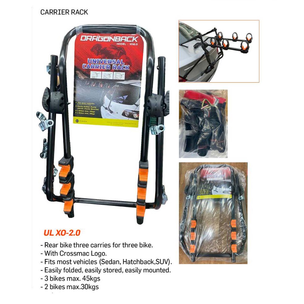 Dragonback Universal Rear Bike Carrier Car Rack 3 Bikes | Shopee Malaysia