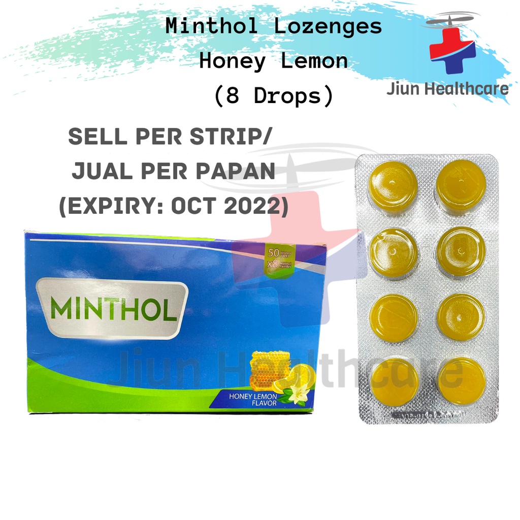 [EXP: 10/22] MINTHOL Lozenges Honey Lemon (8 Lozenges per strip ...