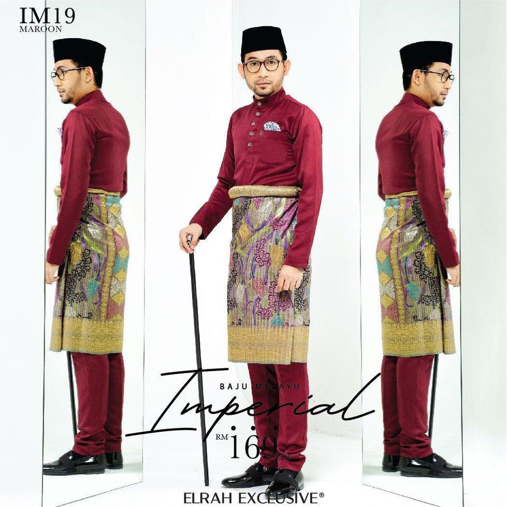 Baju Melayu Elrah Exclusive Regal Fit & Imperial ( MAROON ) | Shopee ...