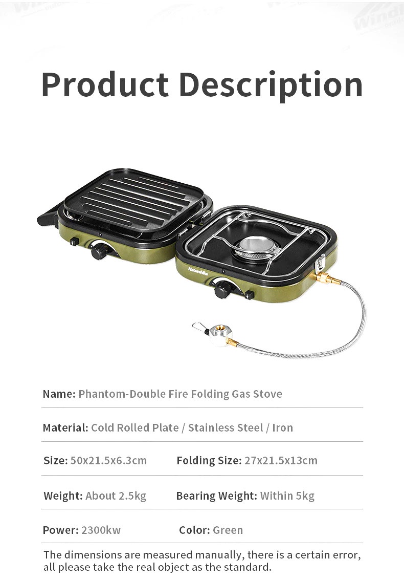 Naturehike Portable Double Head Furnace Gas Stove Foldable 2300W ...