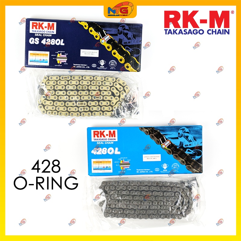 RKM Motorcycle Chain 428 O-Ring Seal Rantai High Quality Heavy Duty RK ...