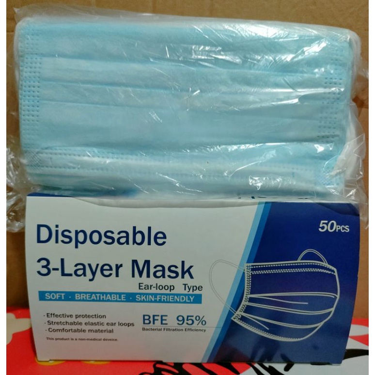 Disposable 3 layer earloop mask 1 box contains 50 pcs | Shopee Malaysia