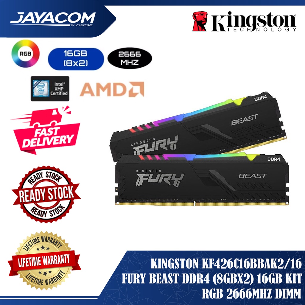 Kingston KF426C16BBAK2/16 Fury Beast DDR4 (8GB x 2) 16GB Kit RGB 2666MHz DIMM | Shopee Malaysia