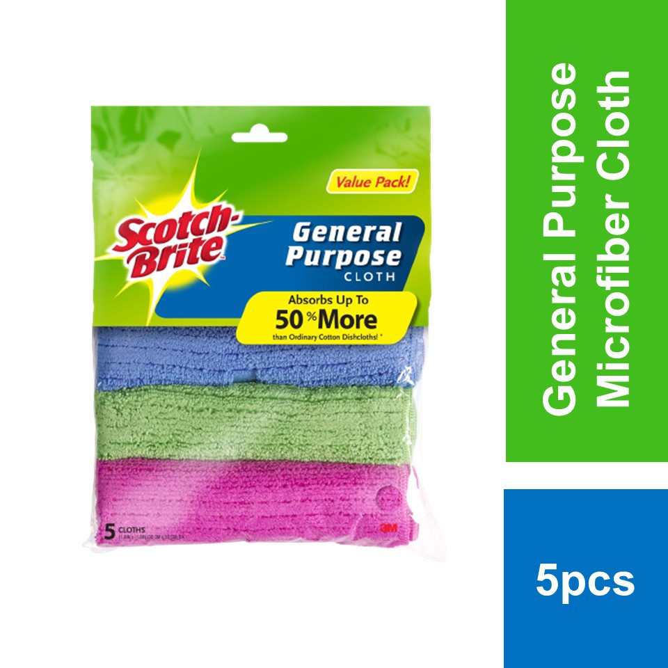 3M Scotch-Brite General Purpose Microfiber Cloth 5pcs | Shopee Malaysia