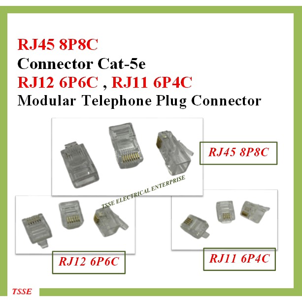 RJ45 Connector Cat-5E / RJ12 6p6c , RJ11 6p4c Modular Telephone Plug Connector | Shopee Malaysia
