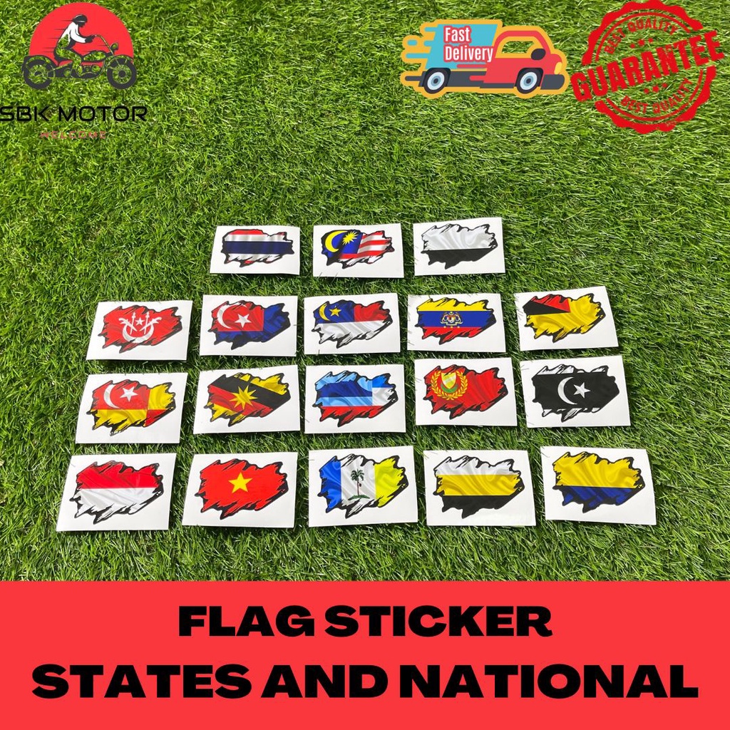 🔥【SBK MOTOR】Sticker Bendera Negeri & Negara | Flag Sticker | Pelekat ...