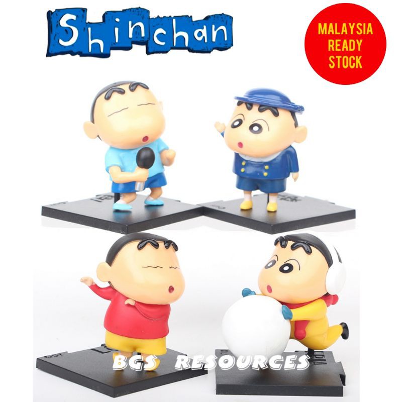 4PCS SHIN CHAN FIGURES CRAYON SINCHAN FIGURE PVC FIGURINE SHINCHAN CAKE ...
