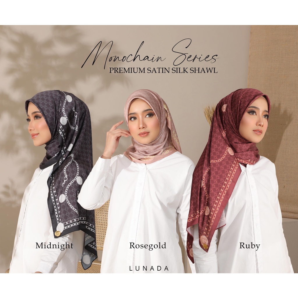 🔥[NEW RELEASE]🔥 SHAWL LUNADA Monochain Series Exclusive Satin Silk ...