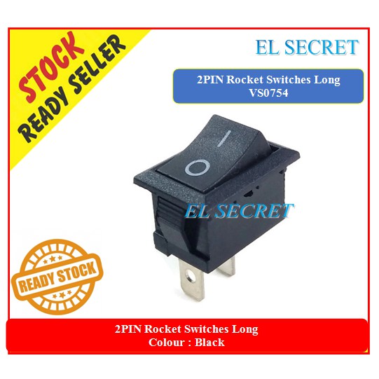 2-Pin On/Off Rocker Switch 6A/250V Black （1 SET 5 PCS） | Shopee Malaysia