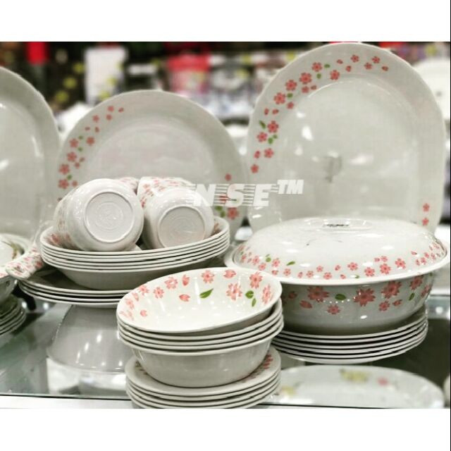 NEW! 42PCS SAKURA MELAMINE DINNER SET ALA CORELLE /SET CAWAN PINGGAN ...