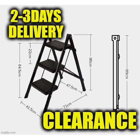 SMLJ 🔥High Quality 3 Step Lightweight Foldable Ladder🔥Folding 3 tier ...