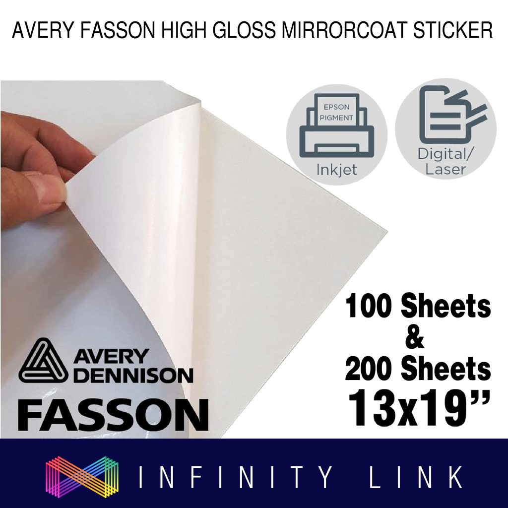 AVERY FASSON HIGH GLOSS MIRRORCOAT STICKER SIZE A3+(13"X19") | Shopee ...