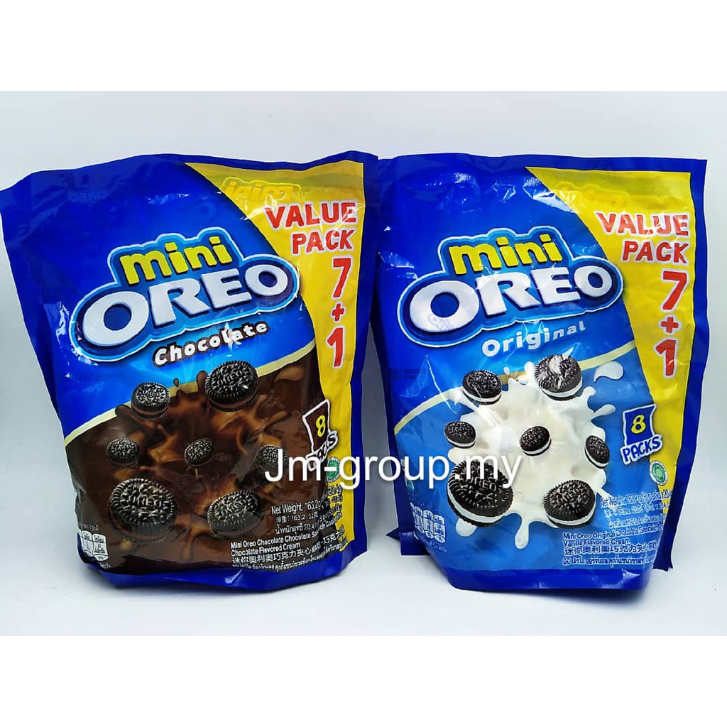 OREO Mini Sandwich Cookies Value Pack 7 + 1 (8 packs X 20.4g) 163.2g ...