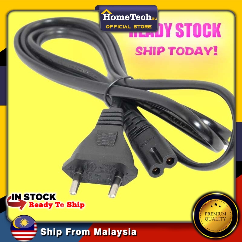 HomeTech 2 Pin AC Power Supply AC Cord Cable Figure 8 For PS2 Printer ...