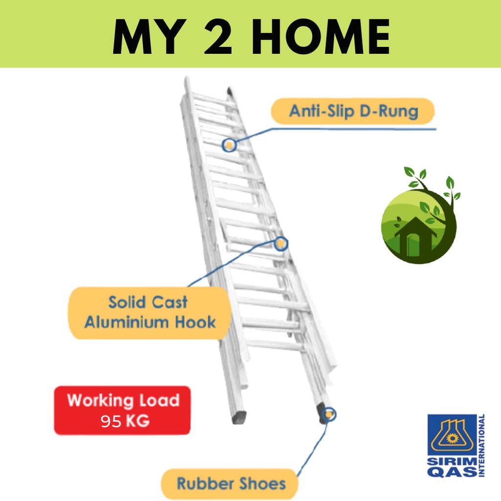 (Sirim) 12 Feet Everlas Extension Ladder 12x12 /12x12x12 Tangga Slide ...