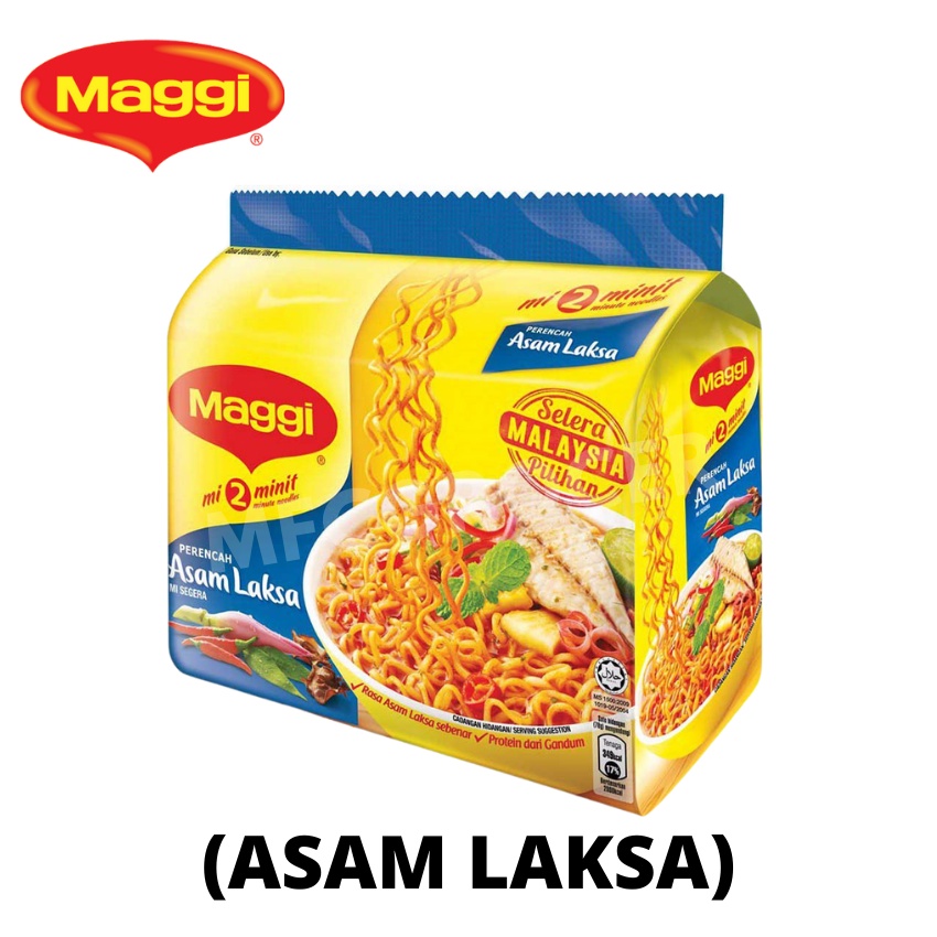 Maggi Instant Noodles ( Kari /Ayam / Tom Yam / Asam Laksa ) 5 Packs x ...