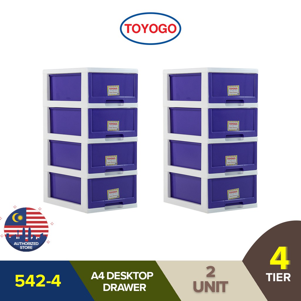 2X Toyogo 4T Desktop Drawer A4 Document Toys Stationery Organizer 542-4 ...