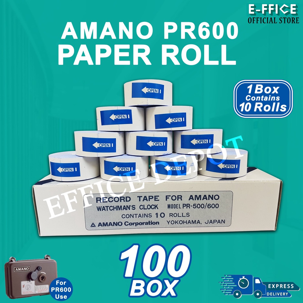 Effice Depot - Paper Roll (1Box/10Rolls) For Amano PR-600 Watchman ...