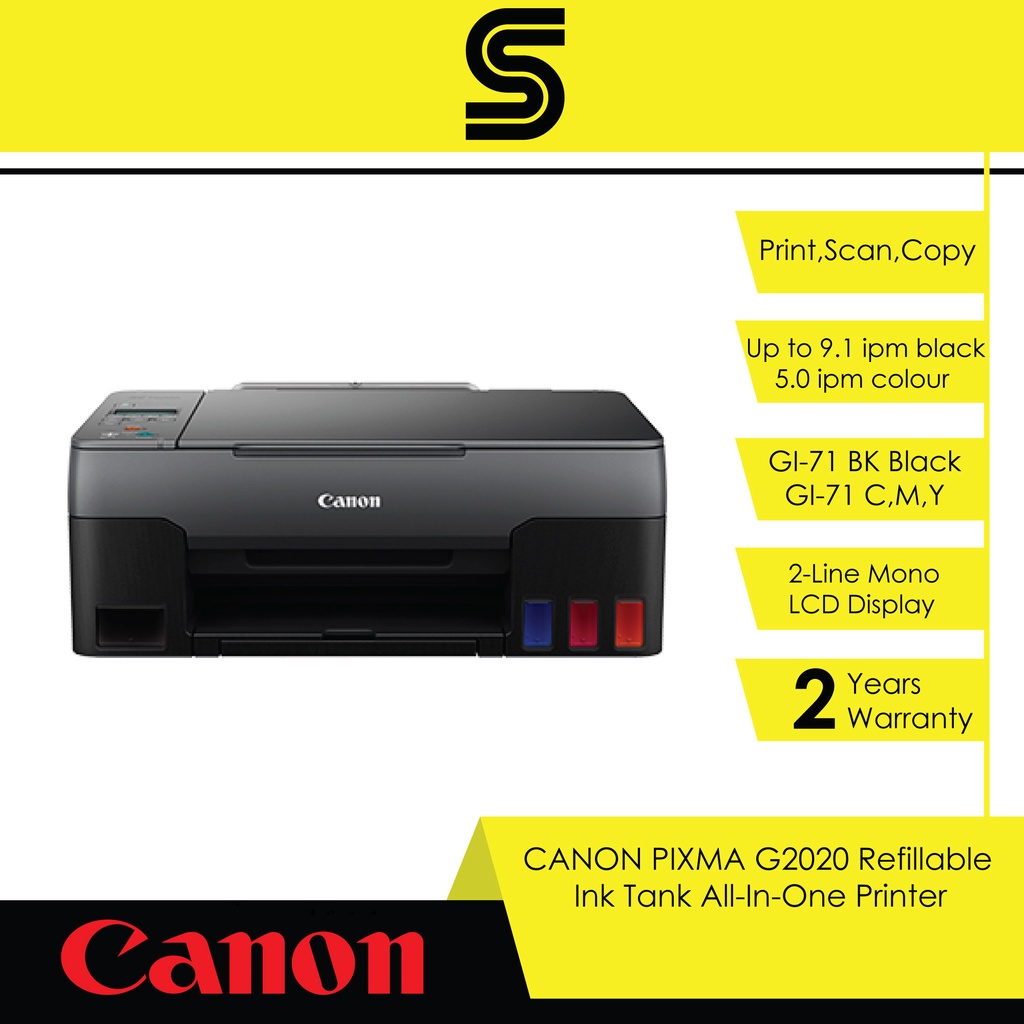 CANON Pixma G2020 Ink Tank Printer - (Print,Scan,Copy) G-Series (Gi-71 ...