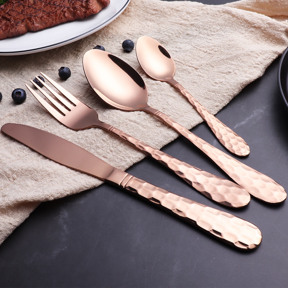 Golden Spoon and Fork Stainless Steel Cutlery Set Tableware Utensils ...