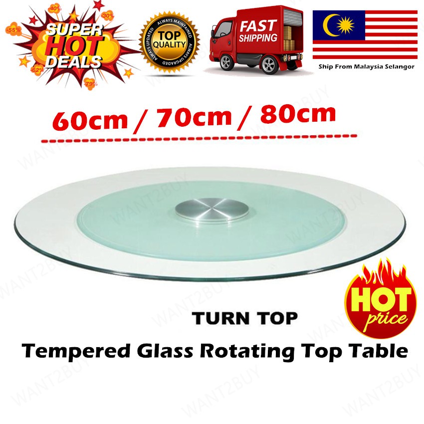 🇲🇾 🔥Ready Stock🔥 3 Size Tempered Glass Rotating Round Turn Table Dining ...