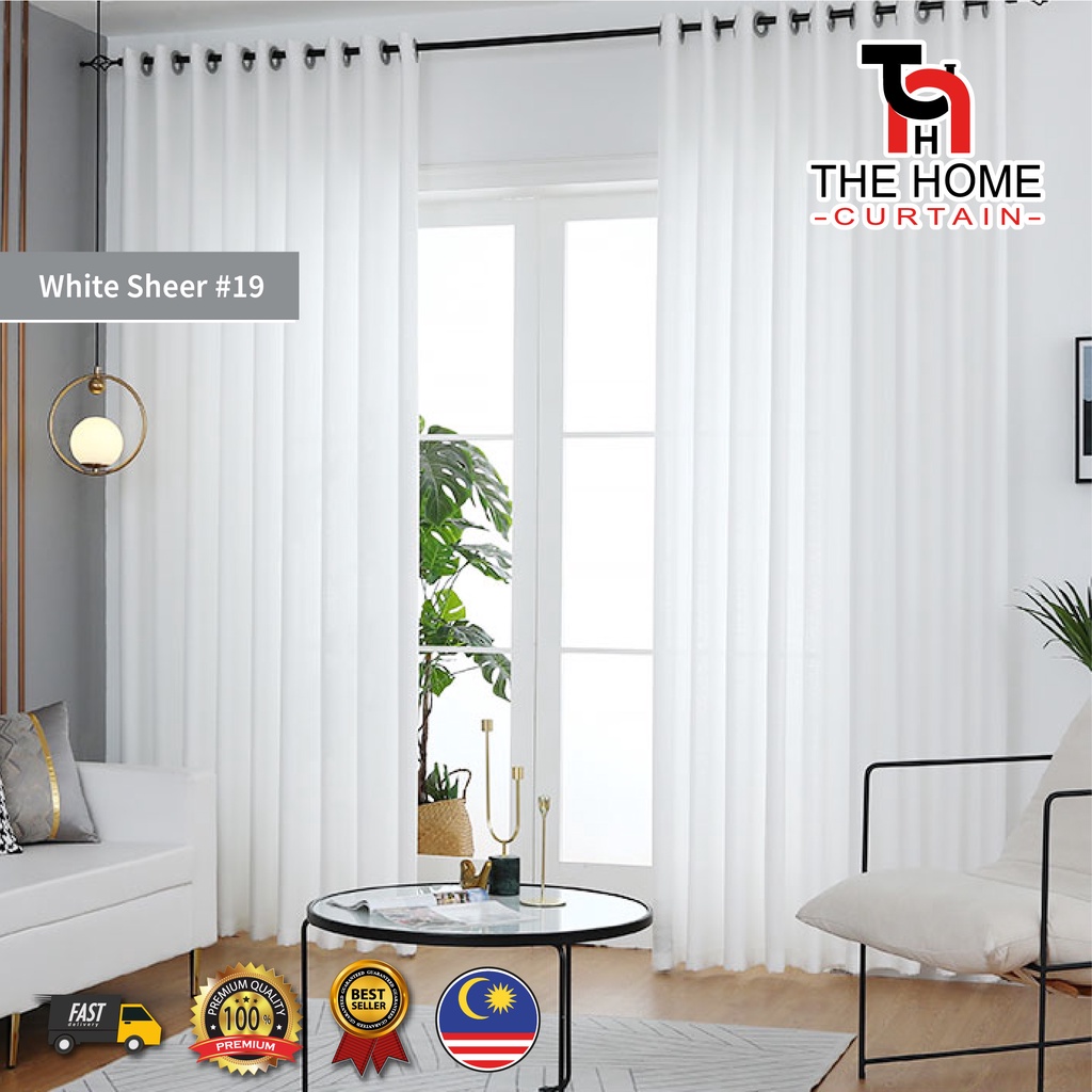 #19 𝑹𝒆𝒂𝒅𝒚 𝑺𝒕𝒐𝒄𝒌!! Ready Made (1pcs) White Sheer Curtain Sheer / Langsir ...