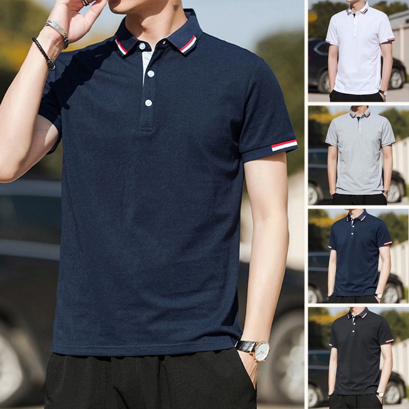 【M-5XL】Men Polo T Shirt Collar Casual Polo Shirts Men Oversize Bussiness Classic Loose Plain ...
