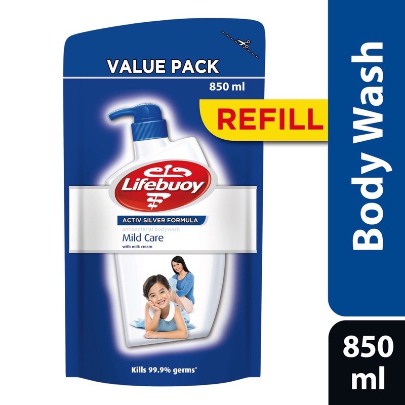 Lifebuoy Antibacterial Shower Gel Refill - Mild Care (850ml) | Shopee ...