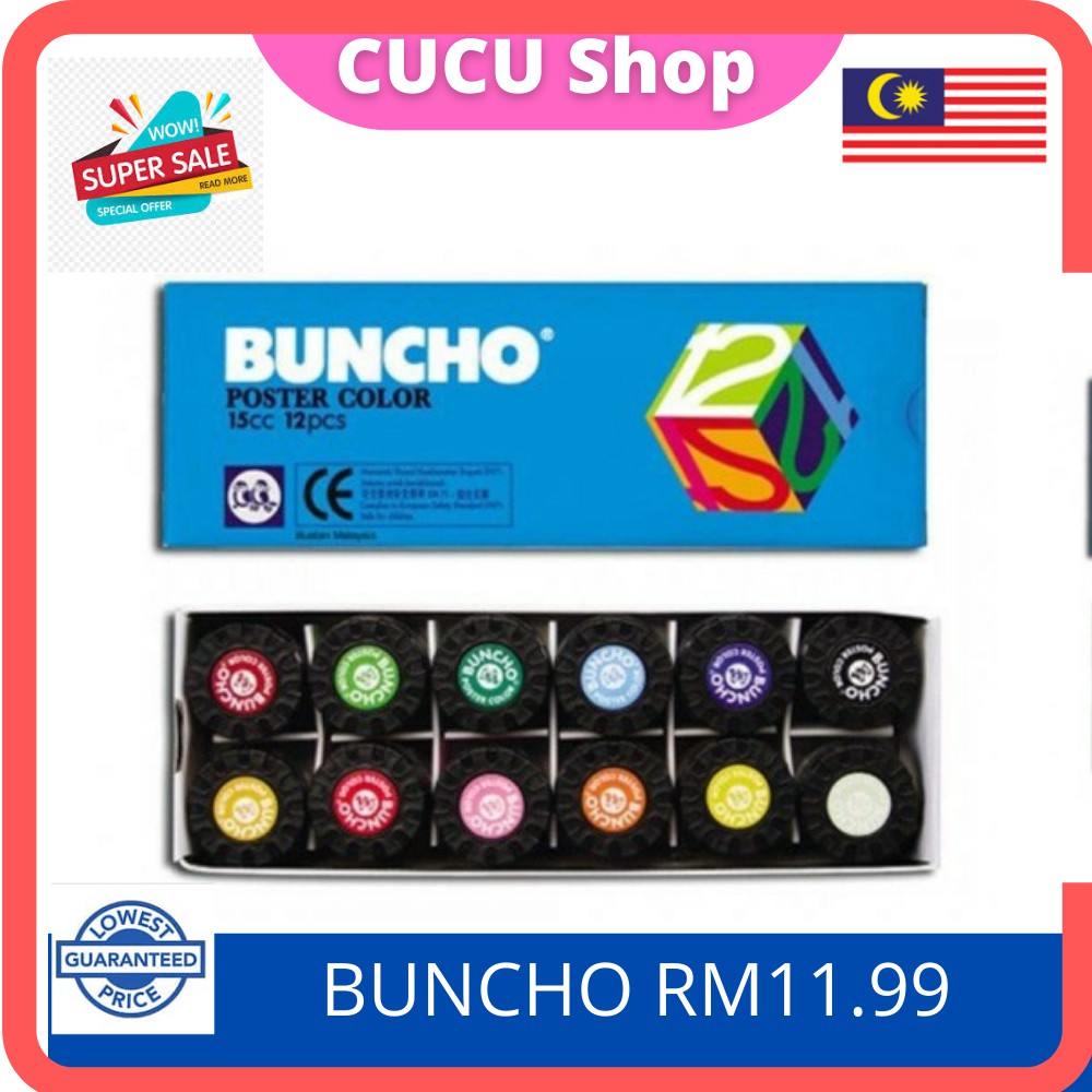 Original Buncho Poster Color 15cc 12 Colours (2172/12) | Shopee Malaysia