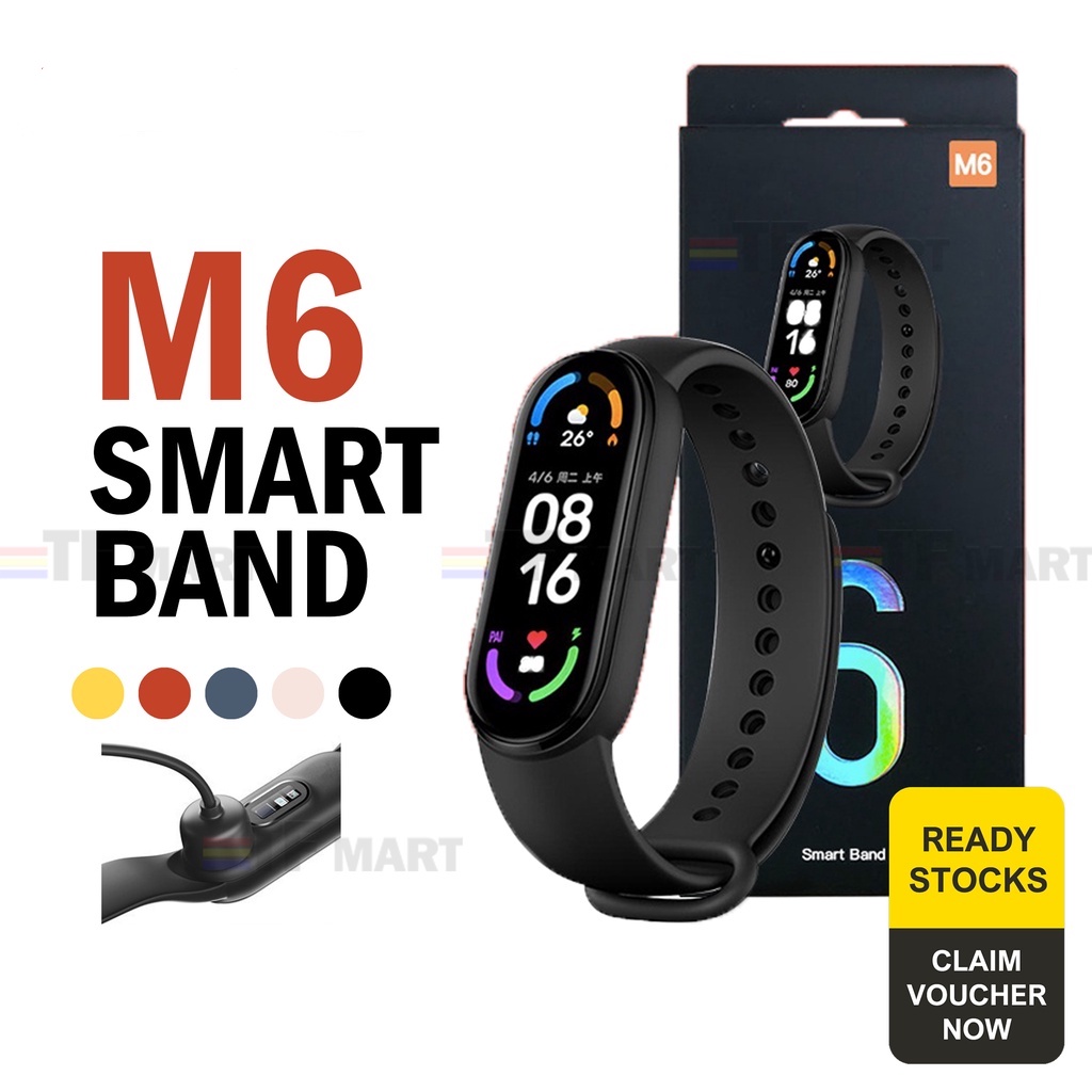 M6 Jam pintar Smart Watch Sport Band Women Man Wristband Fitness ...