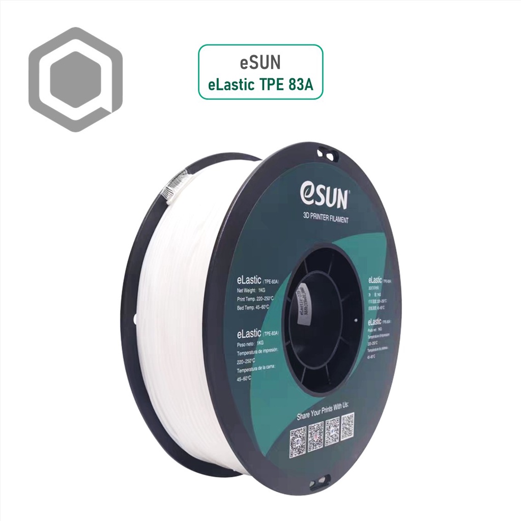 eSUN eLastic Flexible TPE 83A 3D Printer Filament - 1kg | 1.75mm ...
