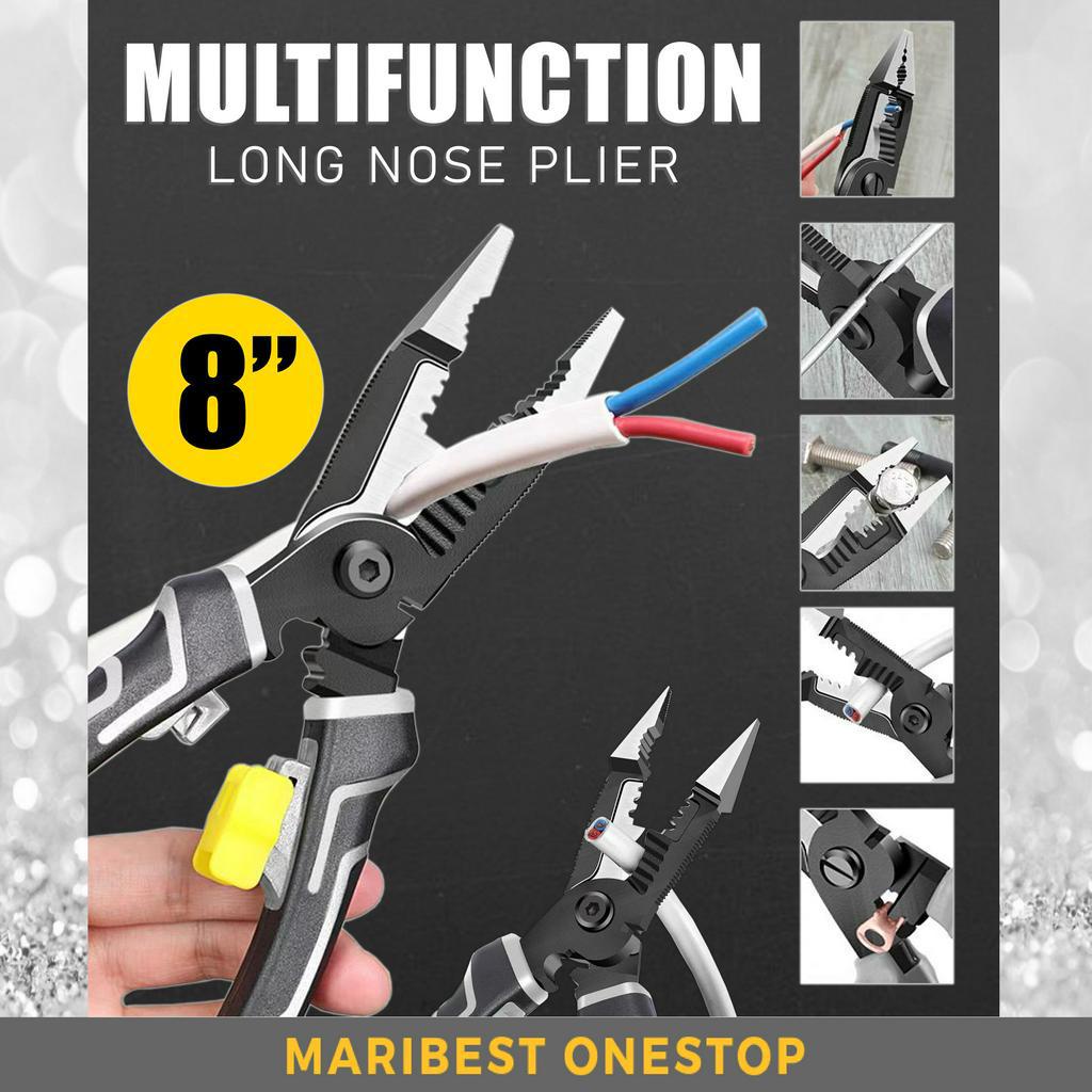 8"/200MM MULTIFUNCTION ELECTRICIAN'S LONG NOSE PLIER NEEDLE-NOSE QUICK ...