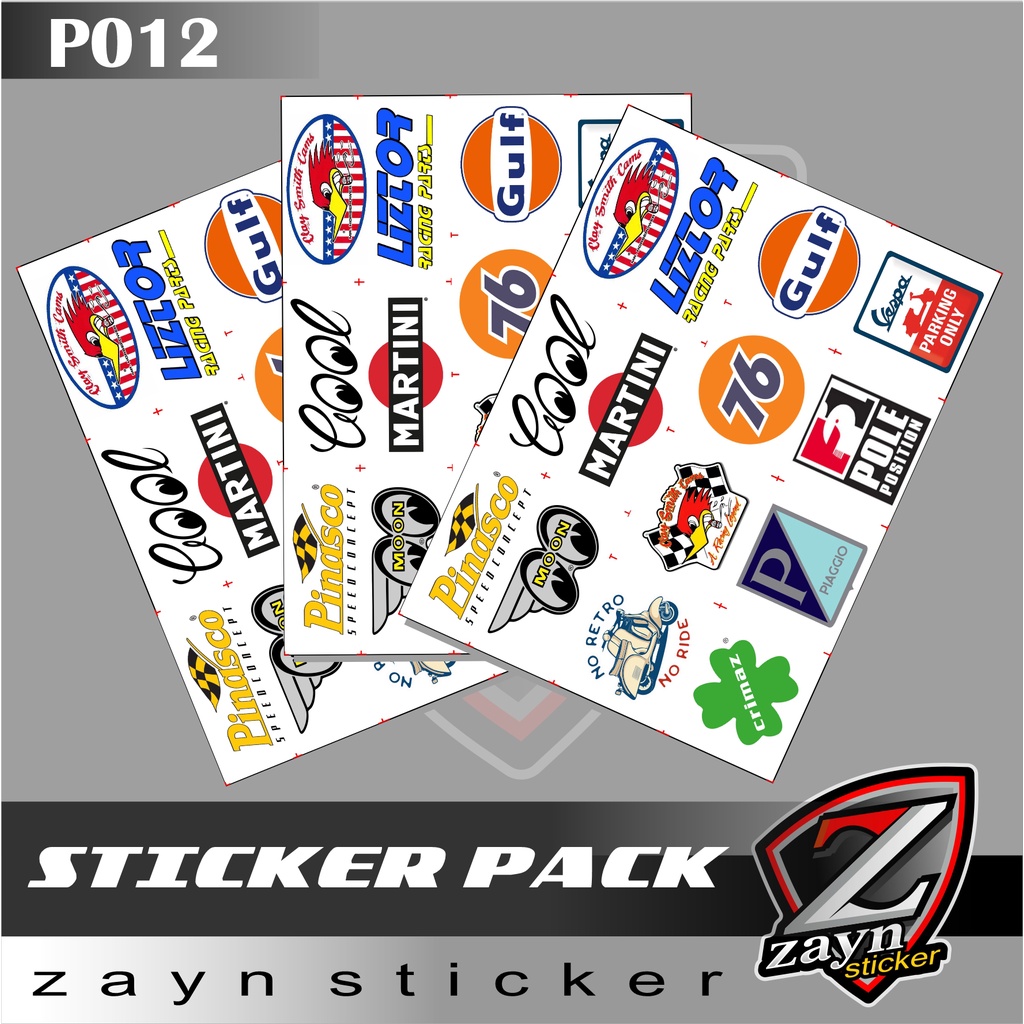 Sticker PACK STICKER PACK VESPA SCOOTER PINASCO, MARTINI, GULF, Etc VOL ...