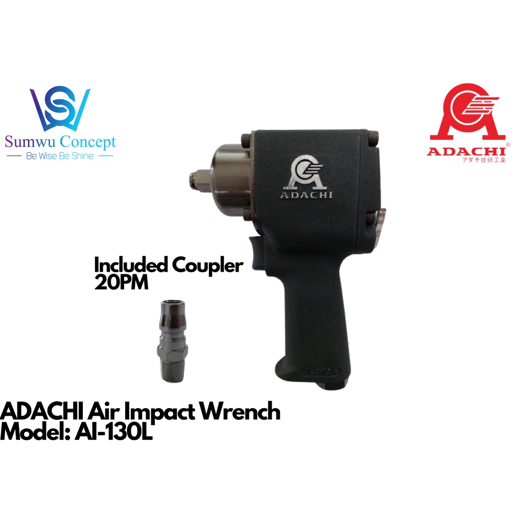 ADACHI Pneumatic Mini Air Impact Wrench 1/2" Model: AI-130L PNEUMATIK ...