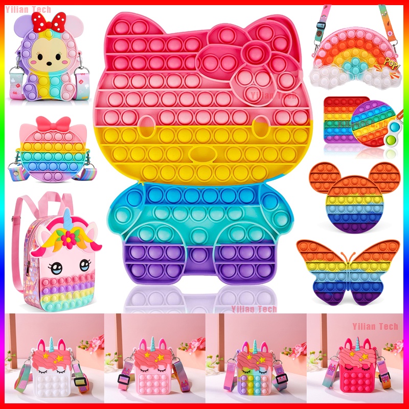 Jumbo Huge Rainbow Pop It Push Bubble Sensory Cute Toy Unicorn Bag ...
