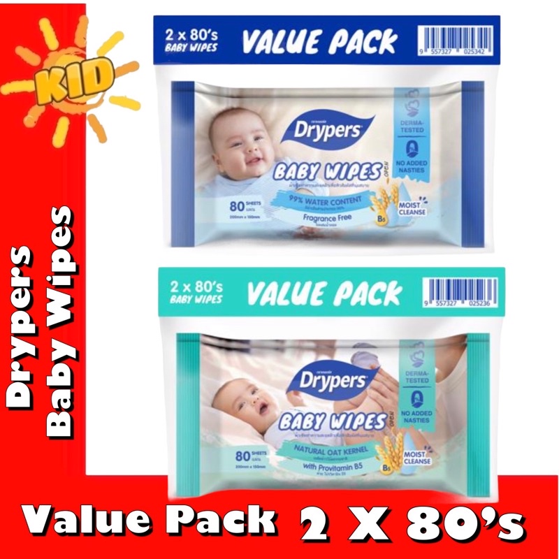 Drypers Baby Wipes 2 X 80’s | Shopee Malaysia