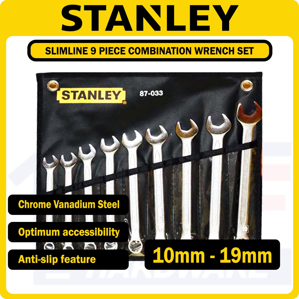 STANLEY 87-033-1 Chrome Vanadium Steel 10MM - 19MM Slimline 9 Piece ...