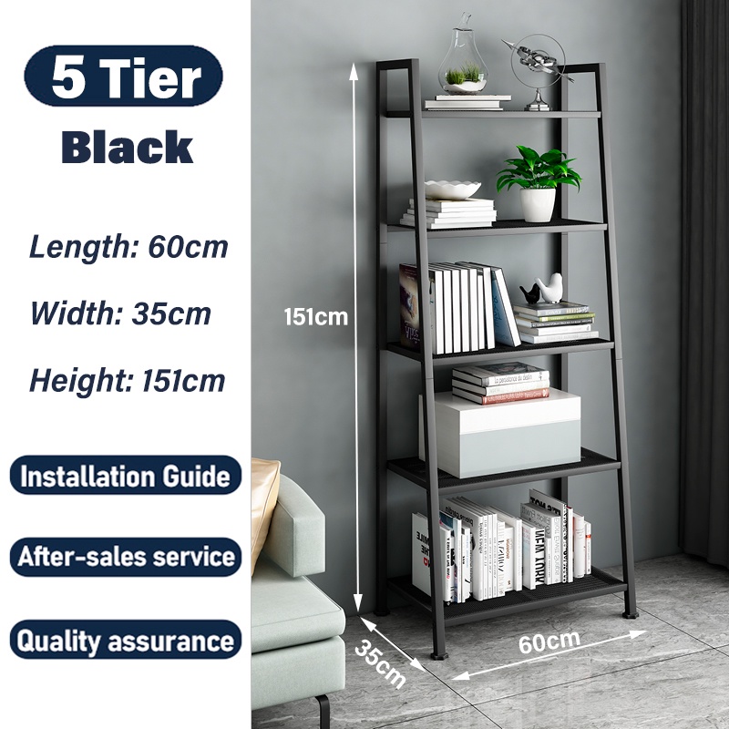 NR Lerberg 5 Tier Multipurpose Storage Rack Metal Bookshelf Slanted ...