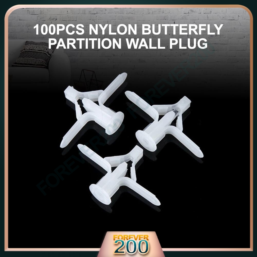 Nylon 100 Pcs Butterfly Wall Plug for Hollow Partition Wall Ceiling ...